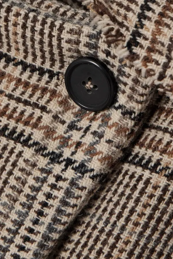 KASSL EDITIONS Distressed Checked Belted Jacket
