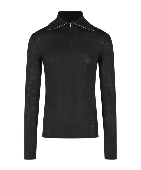 JIL SANDER Half-zip Turtleneck Knitted Pullover