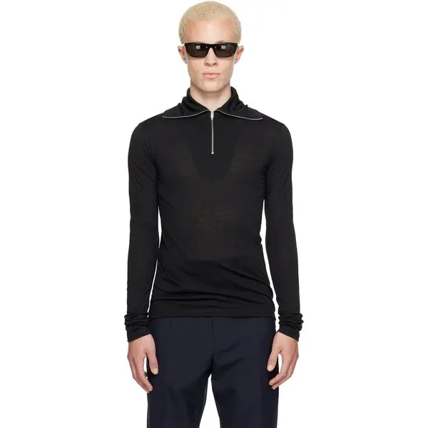 JIL SANDER Half-zip Turtleneck Knitted Pullover