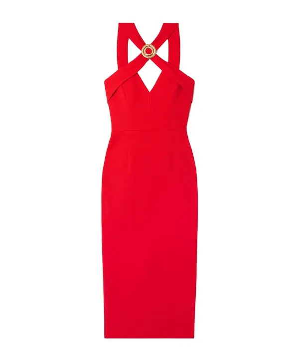Rebecca Vallance Cameron Cross-neck Midi Dress - No