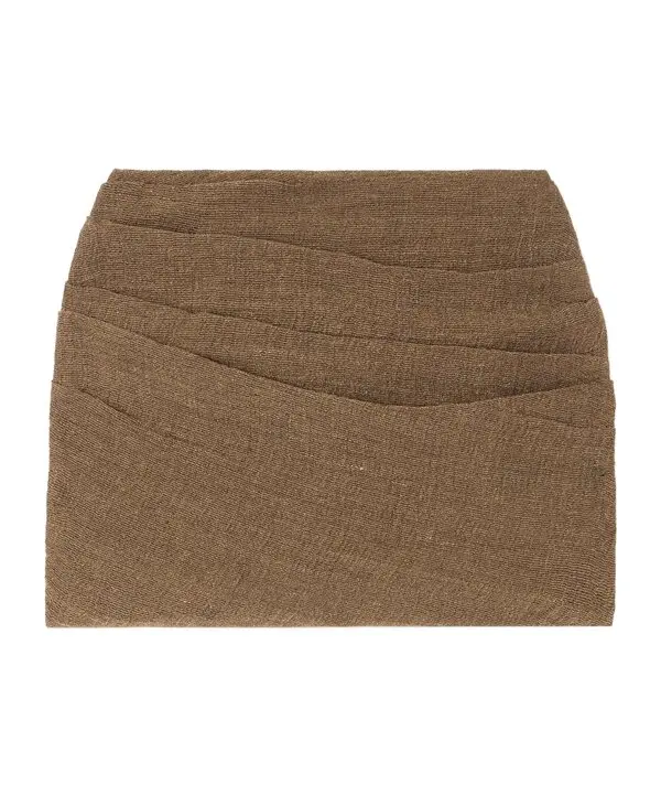 Le Kasha Spetses Draped Organic Linen-gauze Mini Skirt - Brown