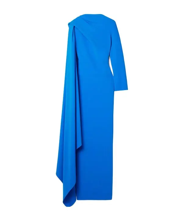 Solace Asymmetric Draped Crepe Gown