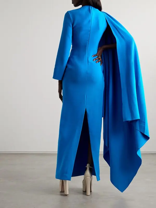 Solace Asymmetric Draped Crepe Gown