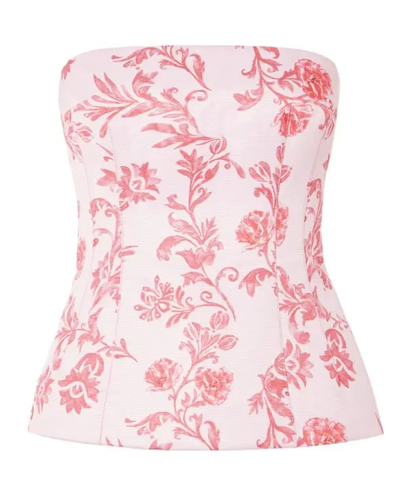 EMILIA WICKSTEAD Floral Strapless Bustier Top