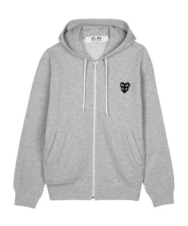 Comme Des Garçons Long Sleeve Zip-up Hoodie With Drawstring Hood And Logo Detail
