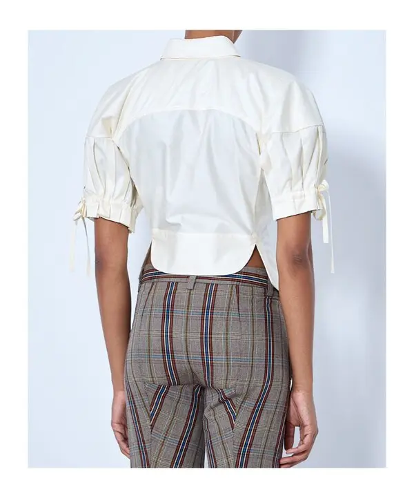 VIVIENNE WESTWOOD Cotton Poplin Shirt With Pleated Sleeves - White