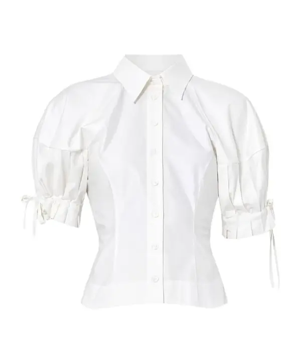 VIVIENNE WESTWOOD Button-down Poplin Shirt With Pleated Sleeves - White