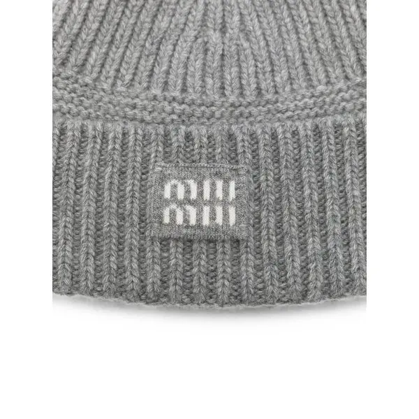 Miu Miu Logo-patch Ribbed-knit Wool Beanie
