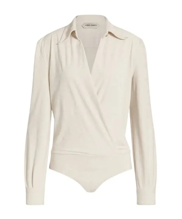 Alberta Ferretti Long Sleeve Lapel Collar Bodysuit - No
