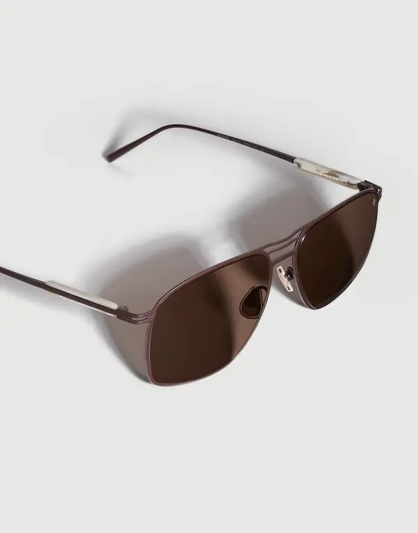 Brunello Cucinelli Rectangular Titanium Sunglasses
