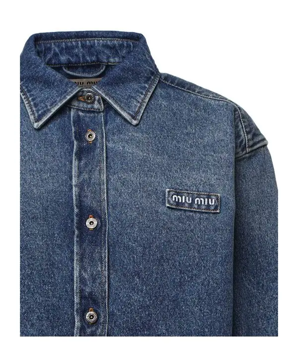 Miu Miu Classic Collar Button-up Denim Shirt
