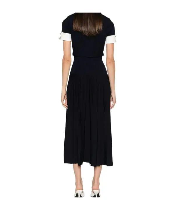 SELF-PORTRAIT Belted Floral-embellished Ribbed Midi Dress