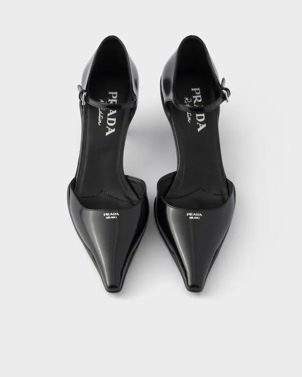 Prada Brushed-leather D'orsay Pumps