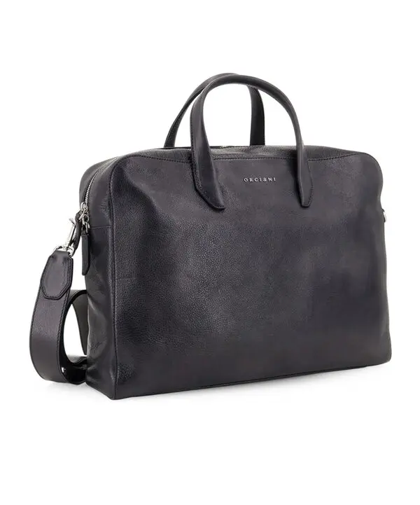 Orciani Zipper Briefcase With Detachable Shoulder Strap