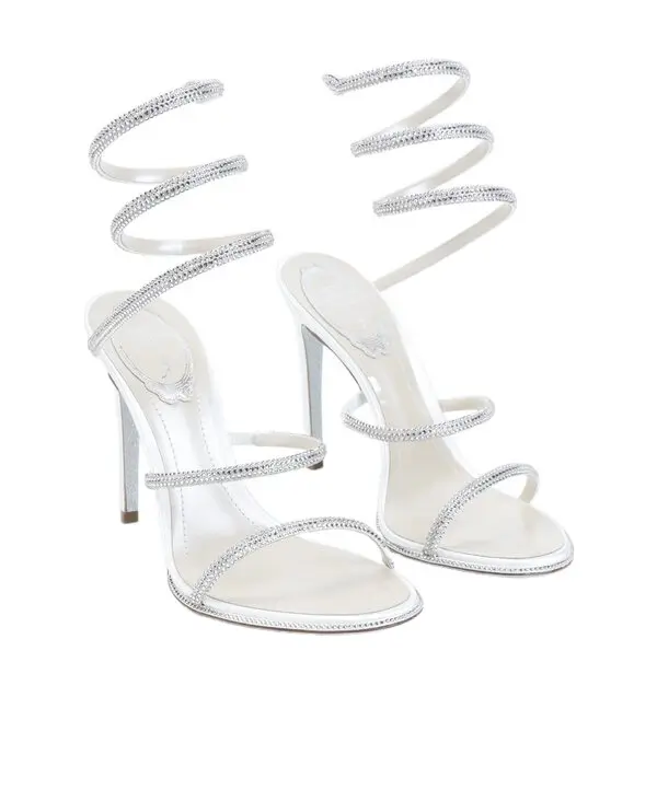 Rene Caovilla Crystal Embellished Spiral Heeled Sandals