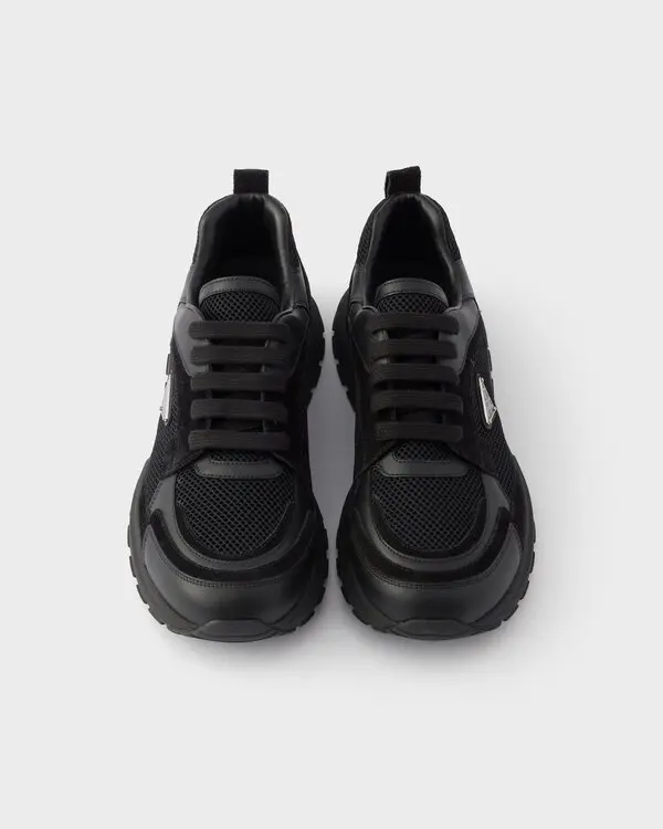 Prada Prax Leather And Fabric Sneakers