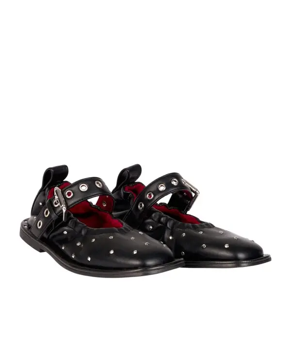 Stella McCartney Studded Buckle-strap Ballet Flats