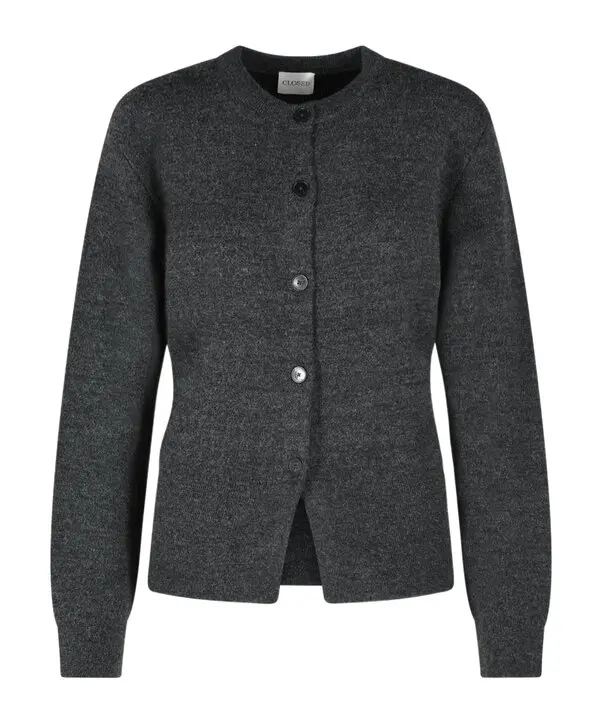 Closed Ribbed Crew Neck Cardigan