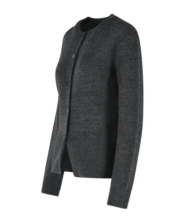 Closed Ribbed Crew Neck Cardigan