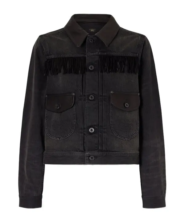 Ralph Lauren Emerson Cropped Leather-trimmed Denim Jacket