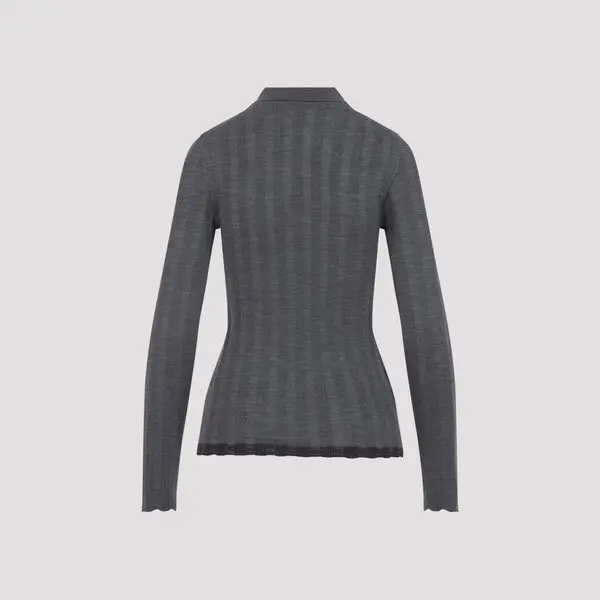 Prada Long-sleeved Knitted Polo Top