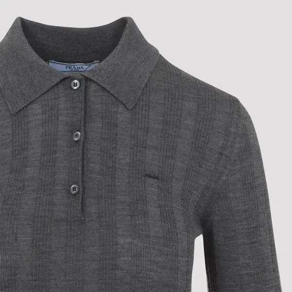 Prada Long-sleeved Knitted Polo Top