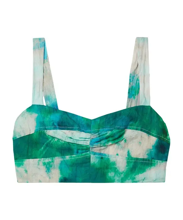 JASON WU Cropped Printed Crinkled Cotton-blend Top