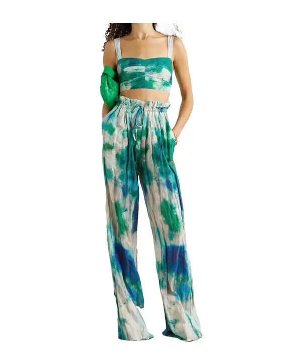 JASON WU Cropped Printed Crinkled Cotton-blend Top