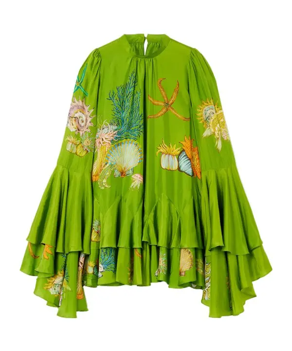 ALEMAIS Cropped Top With Double-layer Ruffle Hem