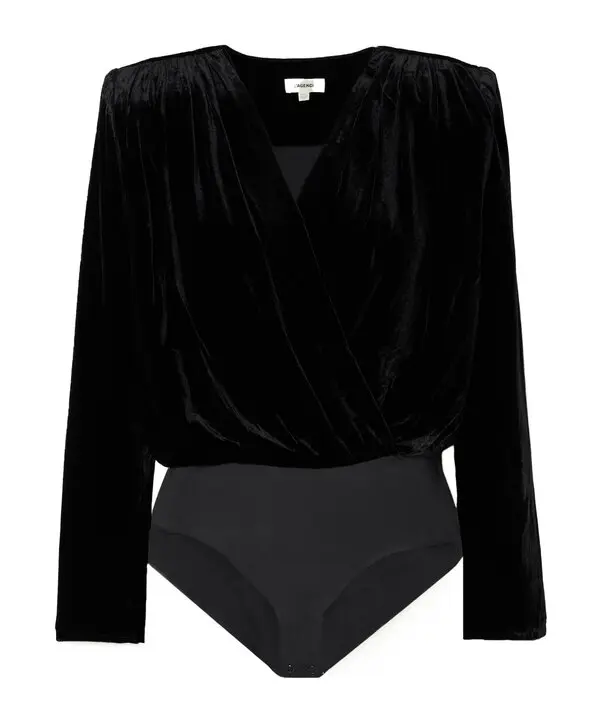 L'Agence Velvet And Stretch-jersey Bodysuit With Padded Shoulders - No