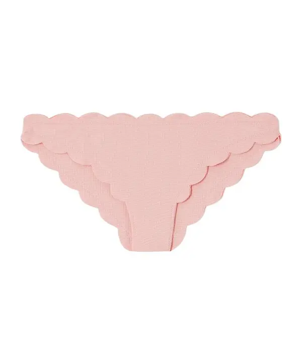Marysia Scalloped Recycled-seersucker Bikini Briefs