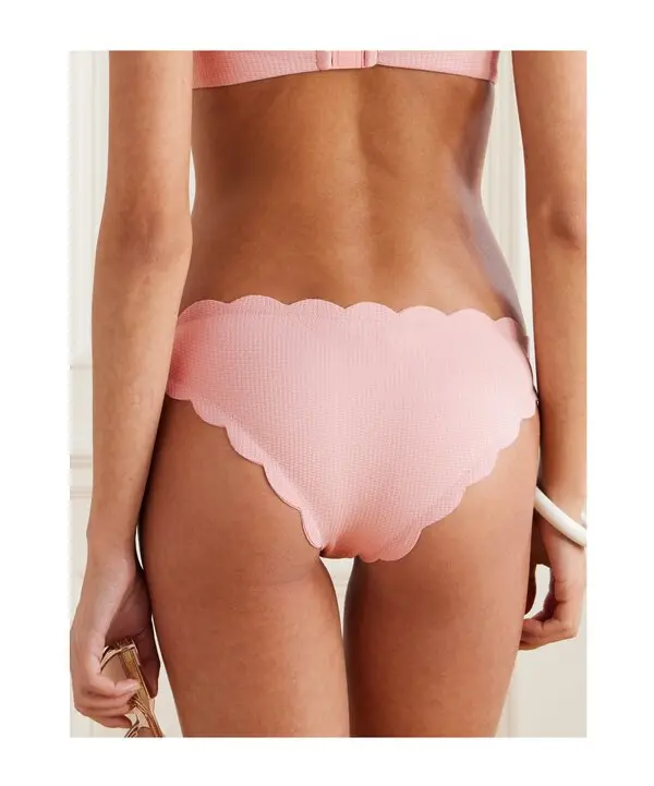 Marysia Scalloped Recycled-seersucker Bikini Briefs