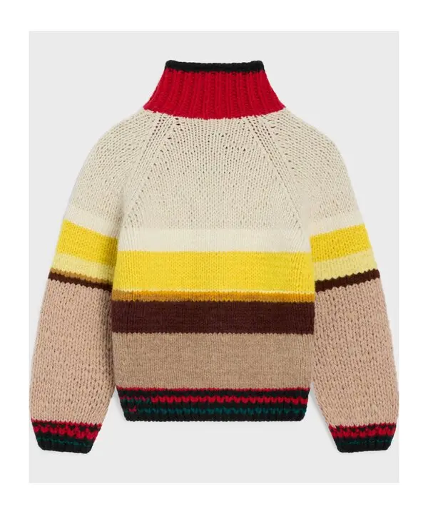 Celine Striped Wool Cardigan With Shawl Collar - Polychromatic