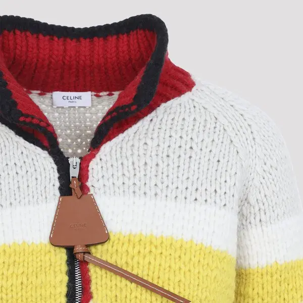 Celine Striped Wool Cardigan With Shawl Collar - Polychromatic