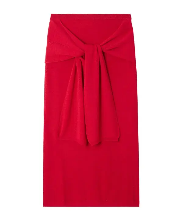 Proenza Schouler Tie-front Pointelle-knit Linen-blend Midi Skirt - No
