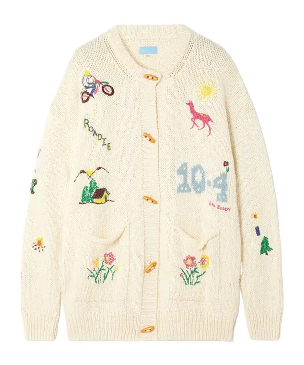 MOTHER The Long Drop Embroidered Cotton And Alpaca-blend Cardigan - No