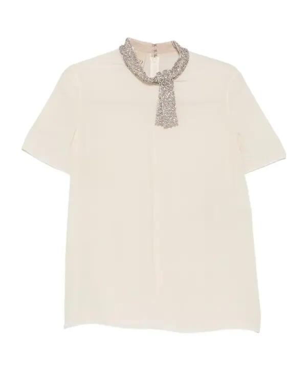 Valentino Garavani Embellished Short-sleeved Top - Ivory