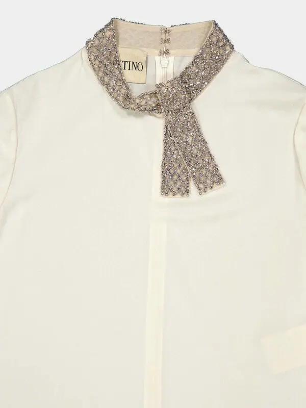 Valentino Garavani Embellished Short-sleeved Top - Ivory