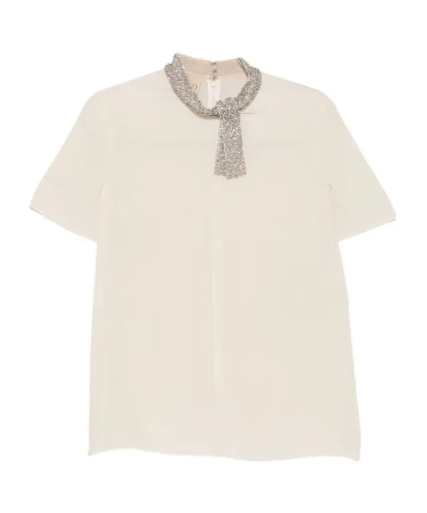 Valentino Garavani Embellished Short-sleeved Top - Ivory