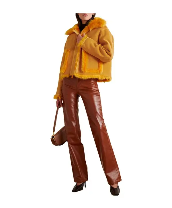 Lafayette 148 New York Solid Color Shearling Jacket