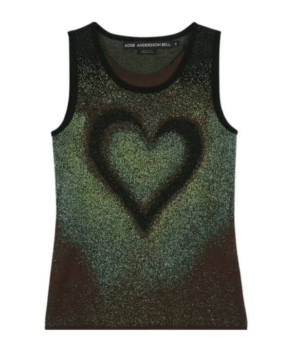 Andersson Bell Airbrush Heart Knit Tank Top - Green