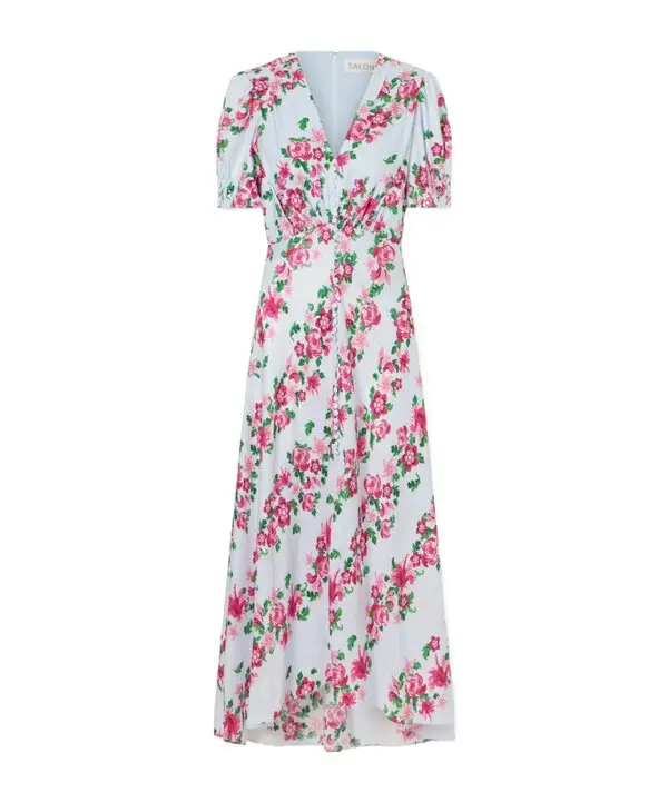 Saloni Floral-print Silk-satin Midi Dress - No