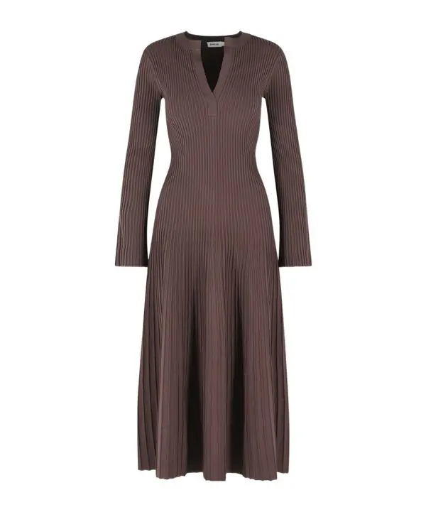 Simkhai V-neck Long Sleeve Ribbed Dress