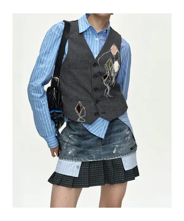 Andersson Bell Back Knit Argyle Patched Vest
