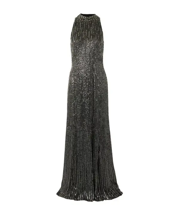 Jenny Packham Benue Crystal-embellished Sequined Silk-crepe Gown - No