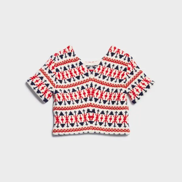 Celine Fair Isle Wool And Cashmere Cropped Sweater
