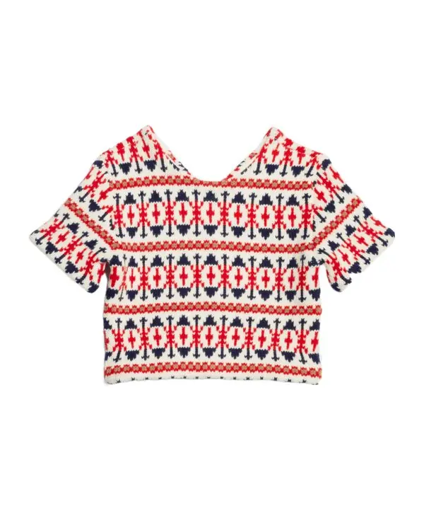 Celine Fair Isle Wool And Cashmere Cropped Sweater