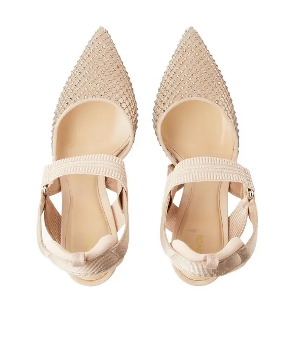 Fendi Nude Mesh And Suede High-heeled Slingbacks