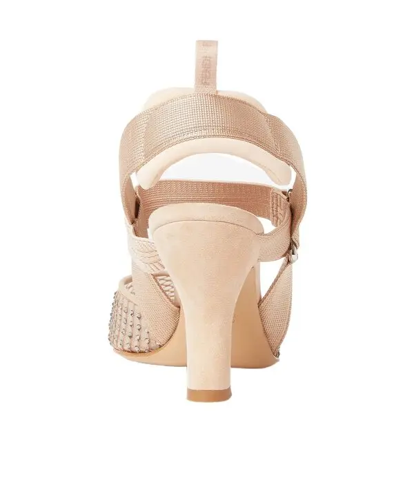 Fendi Nude Mesh And Suede High-heeled Slingbacks