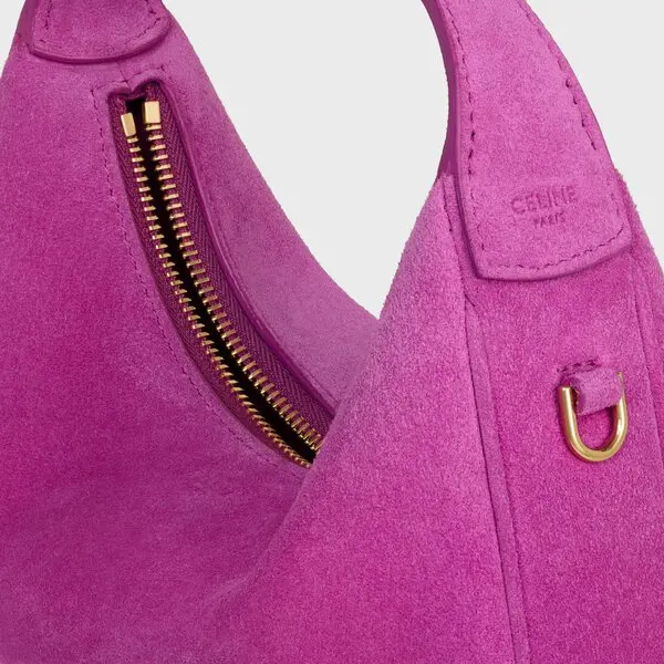 Celine Teen Lulu Shoulder Bag In Suede Calfskin - Magenta